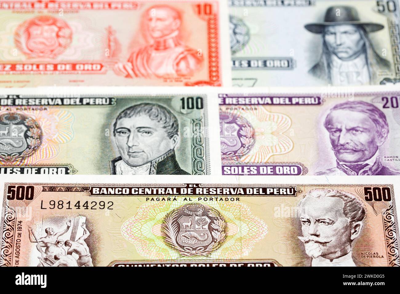 Old Peruvian money - sol a business background Stock Photo - Alamy
