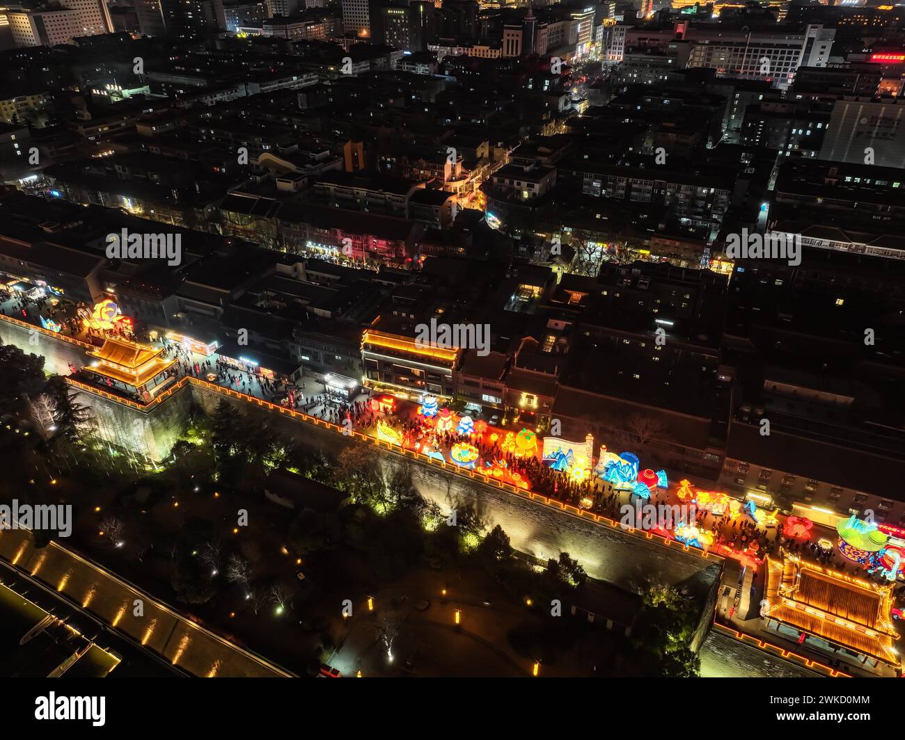 Aerial photo shows the night view in Xi'an City, northwest China's ...