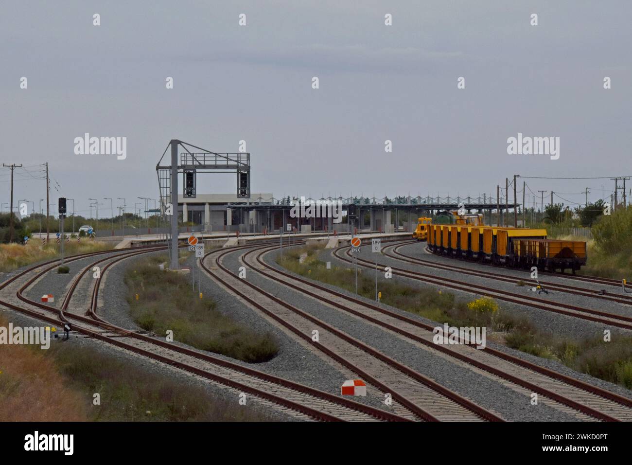 New railway station under construction at Aigio on the Athens to Patras ...