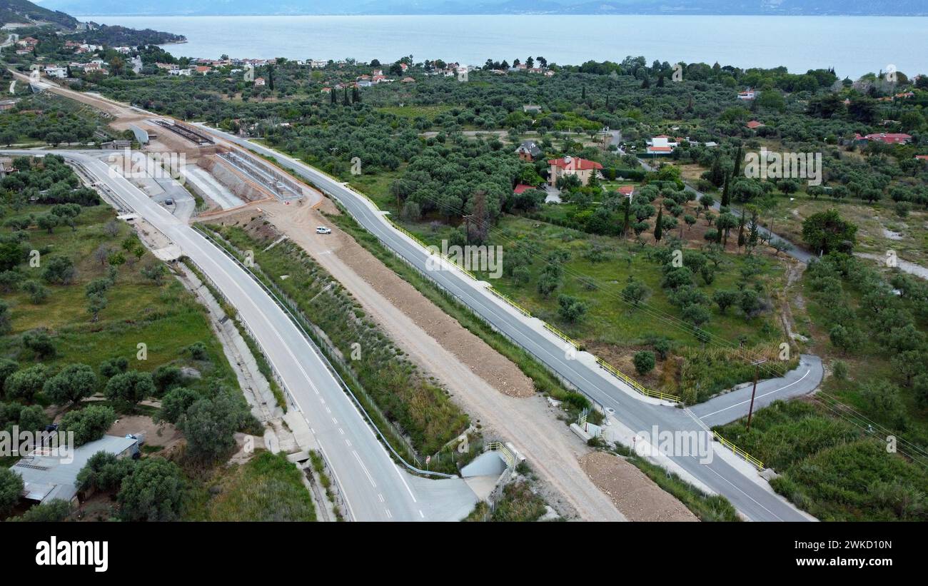 Drone photo of the new railway station under construction at Erineos on ...