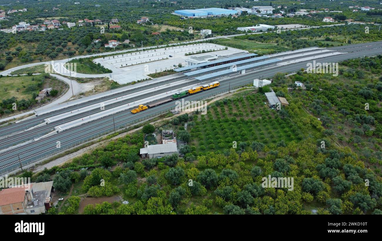 Drone photo of the new railway station under construction at Aigio on ...