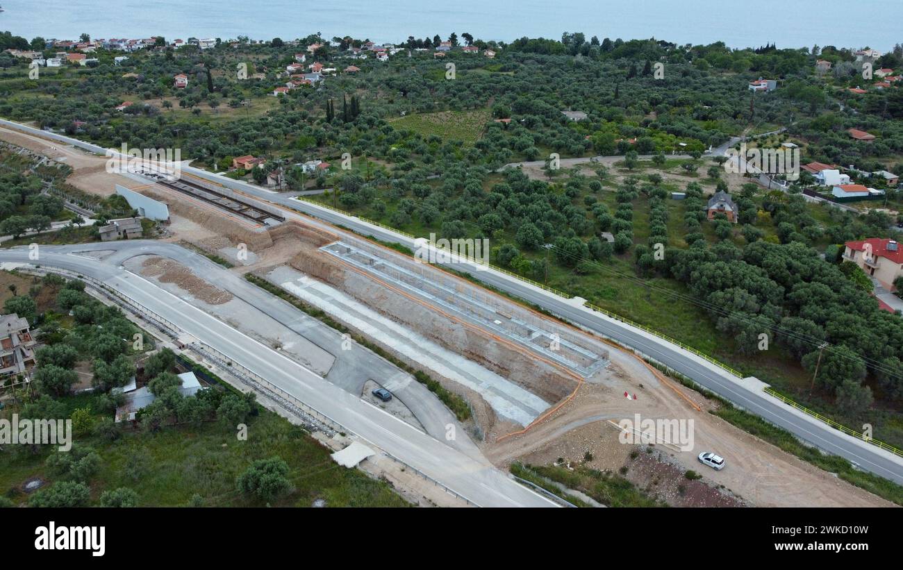 Drone photo of the new railway station under construction at Erineos on ...