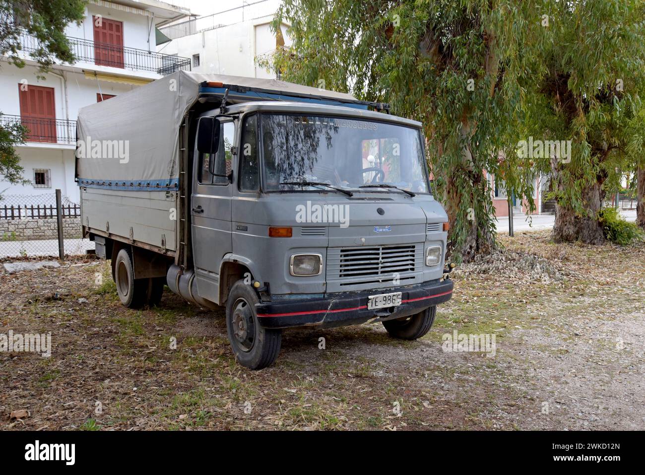 A classic vintage Mercedes Benz 608 truck in Myloi, Peloponnese, Greece ...