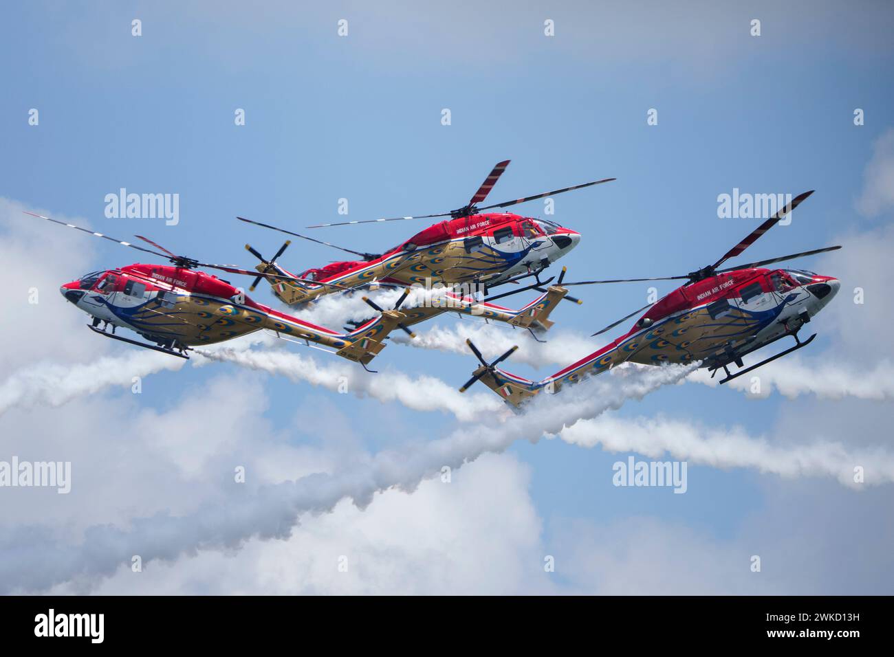 The Sarang Helicopter Display Team of the Indian Air Force (IAF) fly ...