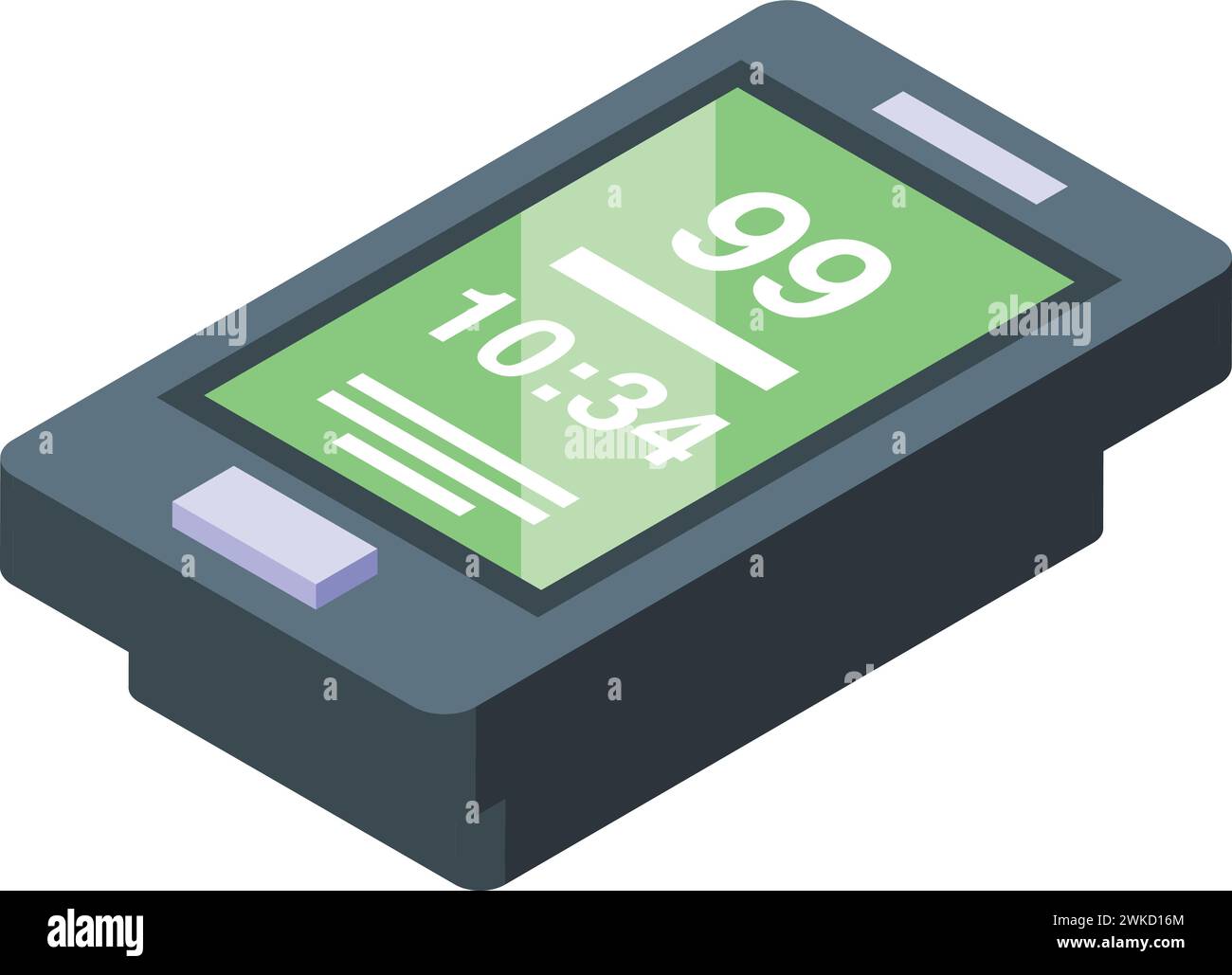 Green display bike computer icon isometric vector. Device equipment ...