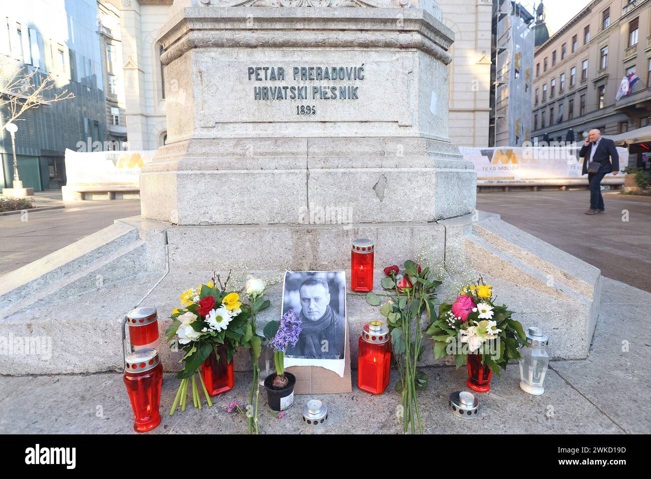 Zagreb, Croatia. 20th Feb, 2024. Flowers, candles and picture of Alexei ...