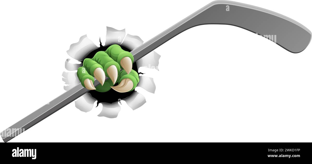 Ice Hockey Stick Claw Cartoon Monster Animal Hand Stock Vector Image ...