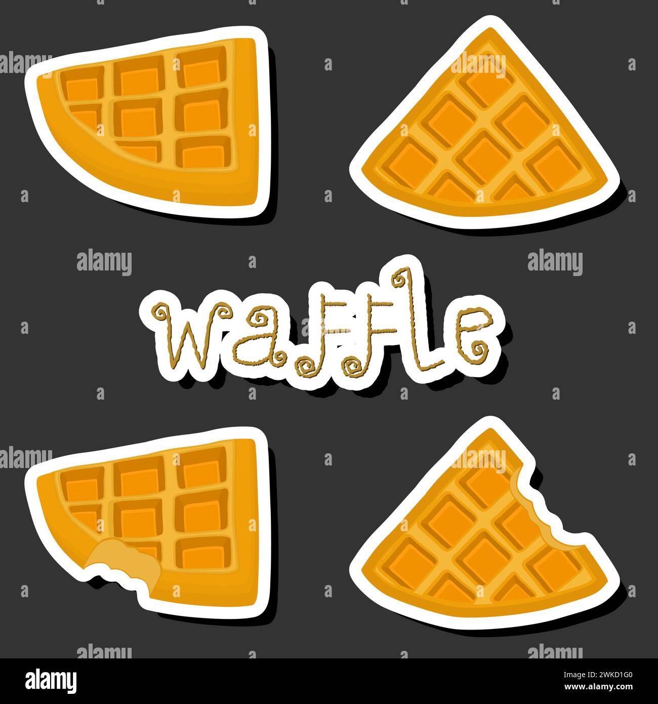 Illustration on theme big kit different types biscuit waffle with cell ...