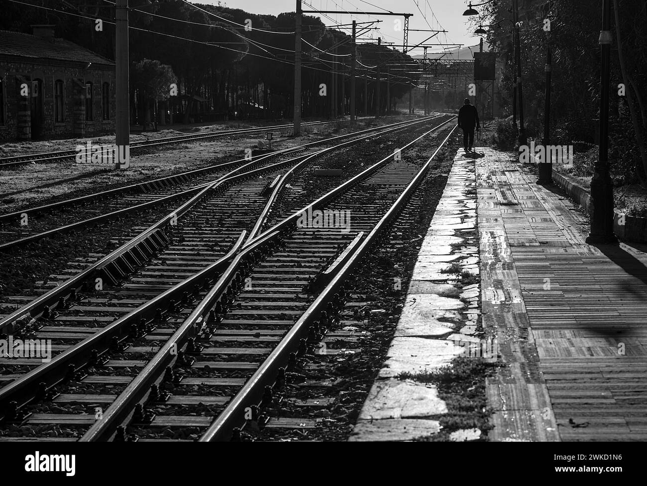 View of the rails at Tire train station Stock Photo - Alamy