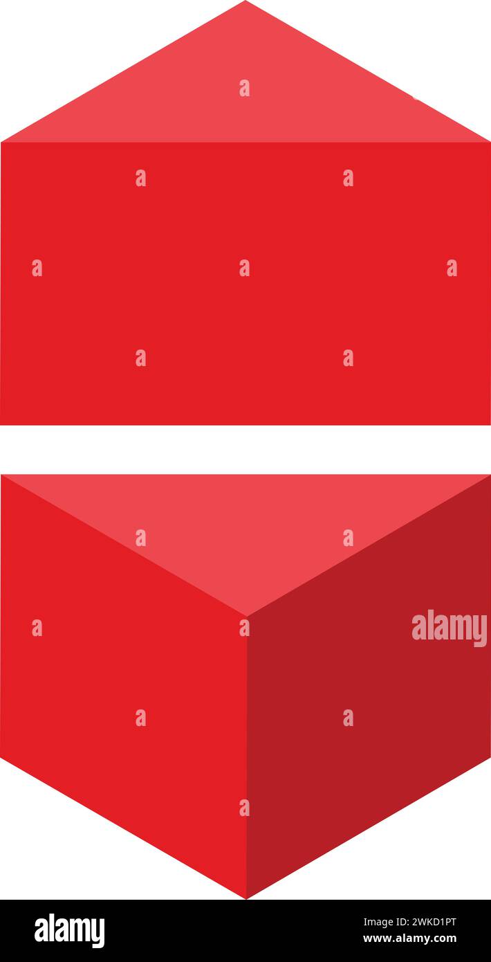 Red cubes development icon isometric vector. Color house. Brick game ...