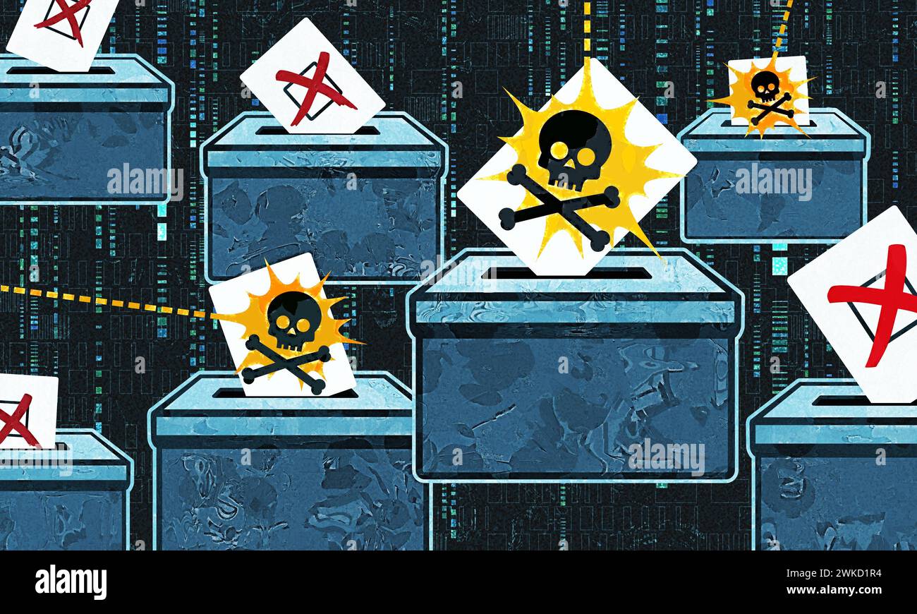 election ballot boxes with piracy skulls vote tampering election ...