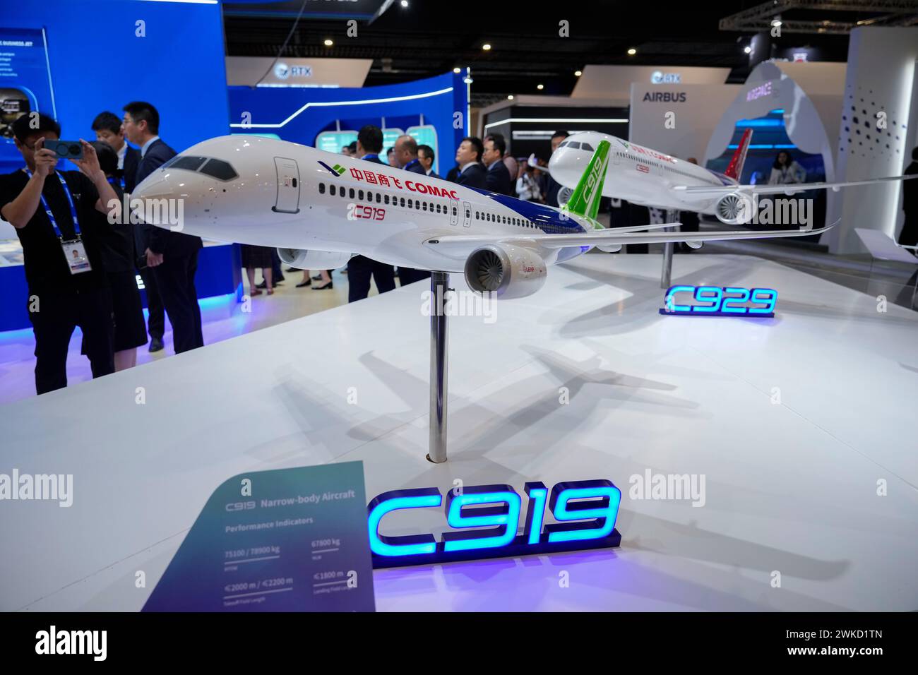Aircraft models of China's COMAC C919 and AR J21 are on display at the ...