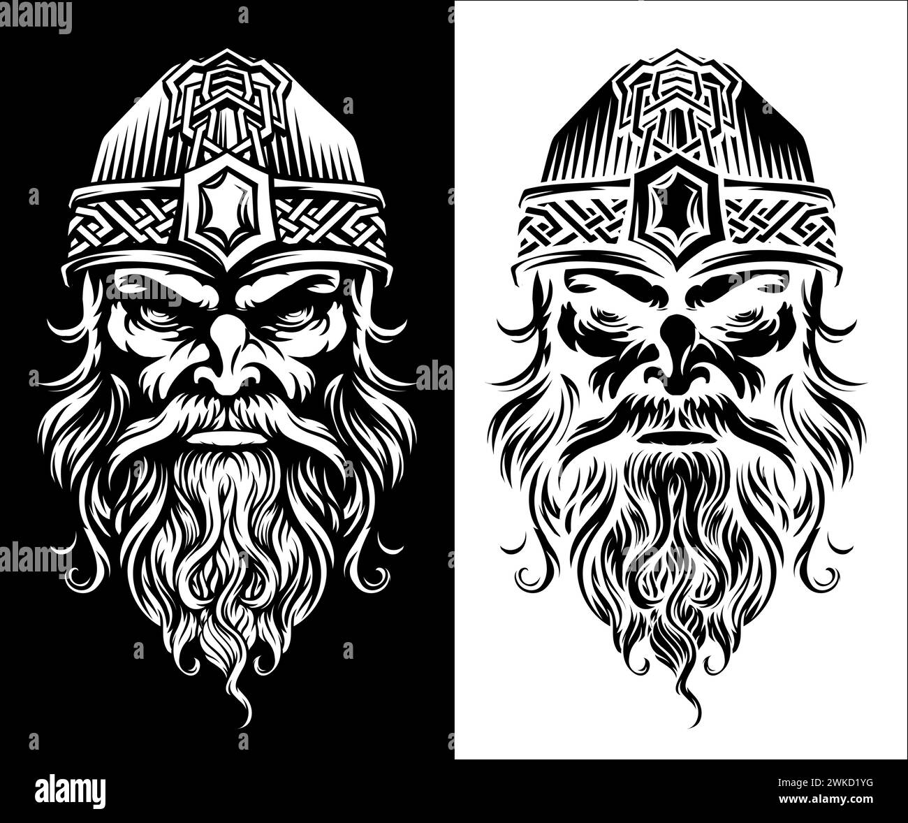 Viking Warrior Man Strong Mascot Face in Helmet Stock Vector Image ...