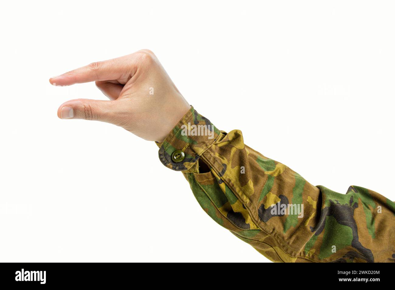 Man hand making the symbol that means pick up on white background Stock ...