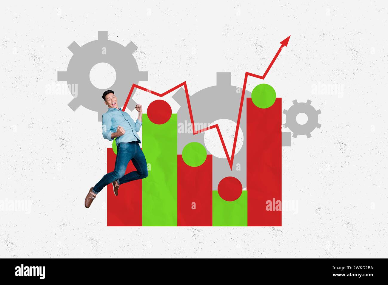 Collage creative poster image beautiful happy successful young man hard ...