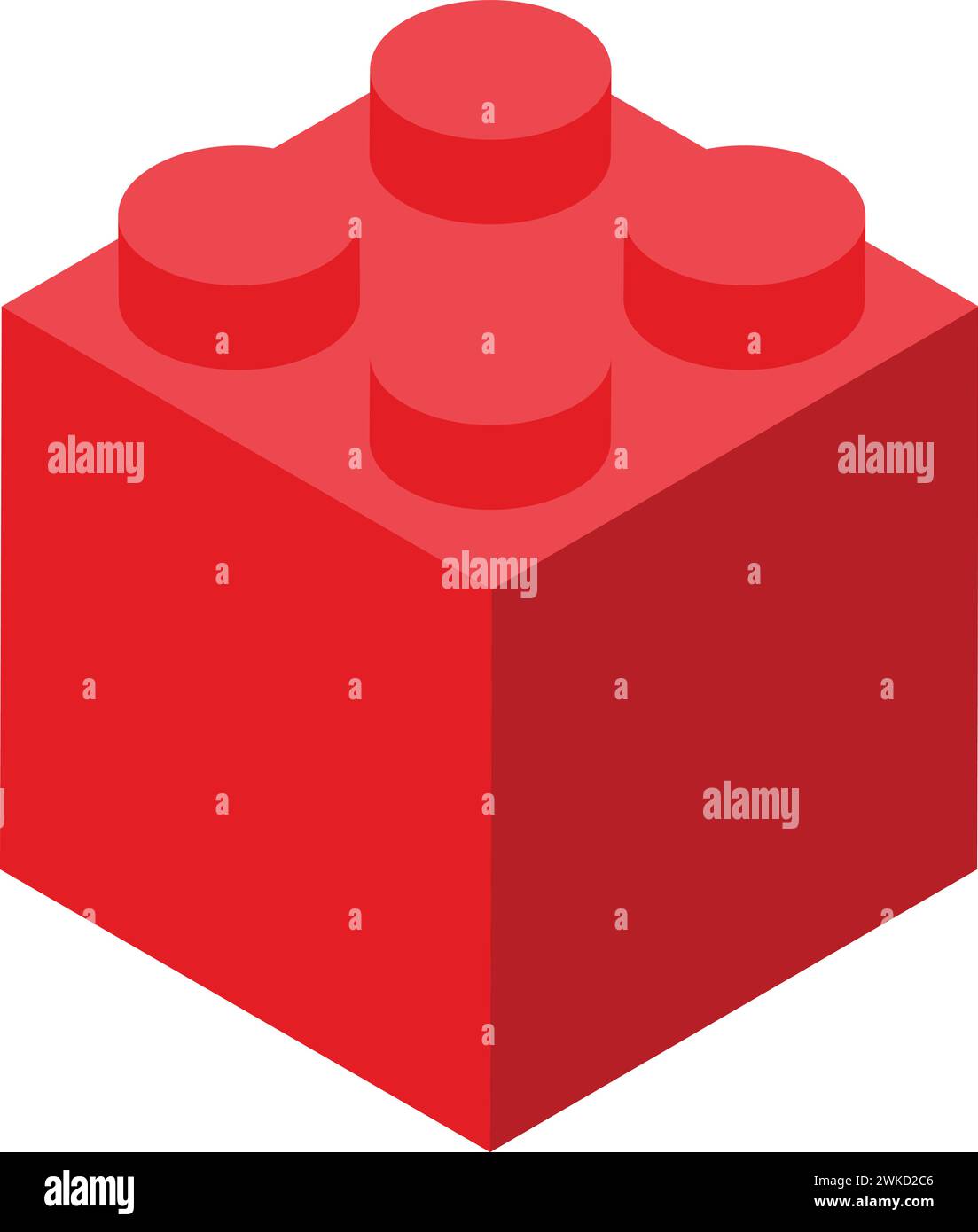 Red children block icon isometric vector. Brick game. Tower child build ...