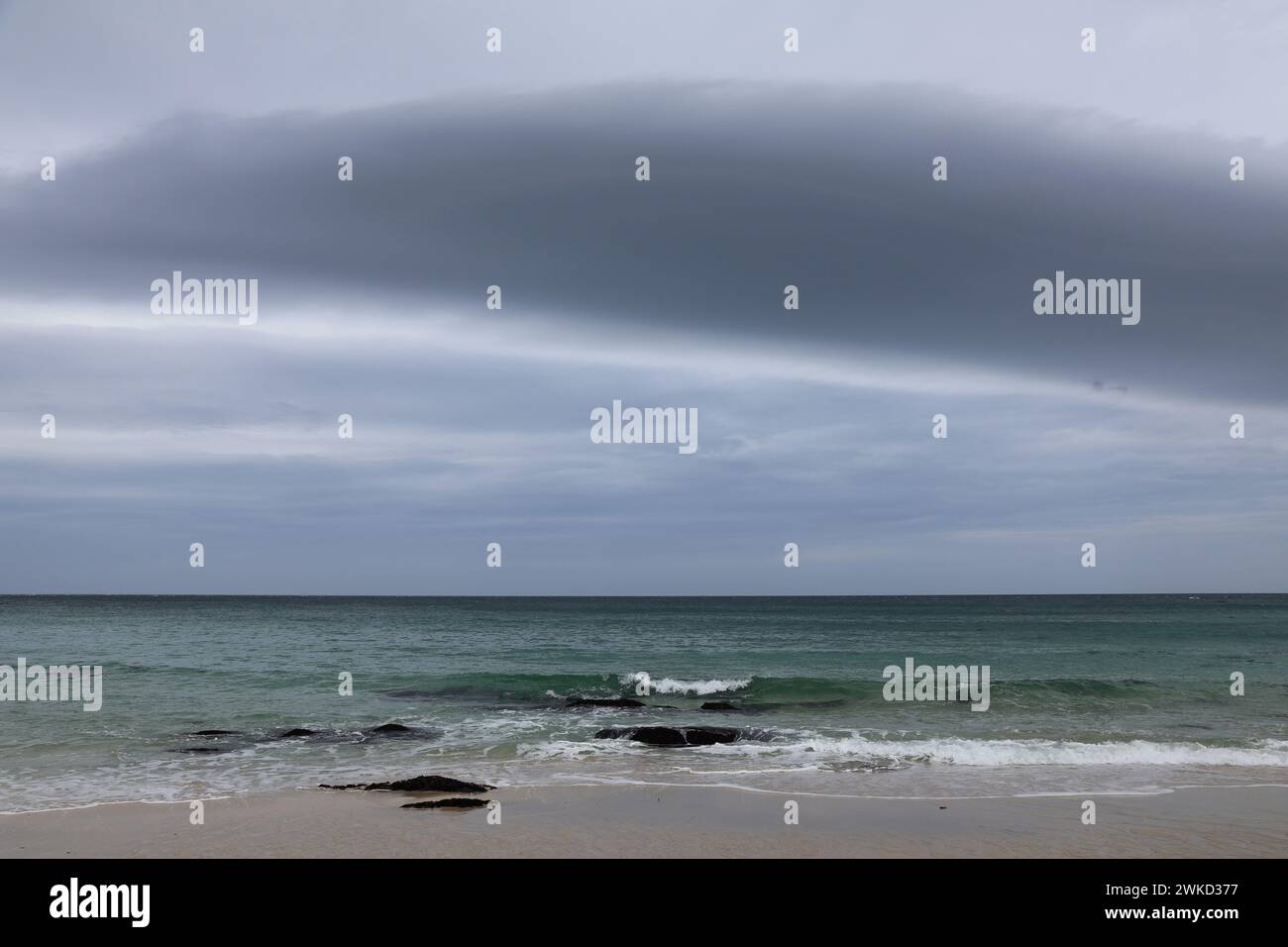 Moody weather, Portheras Cove, Cornwall, England Stock Photo - Alamy