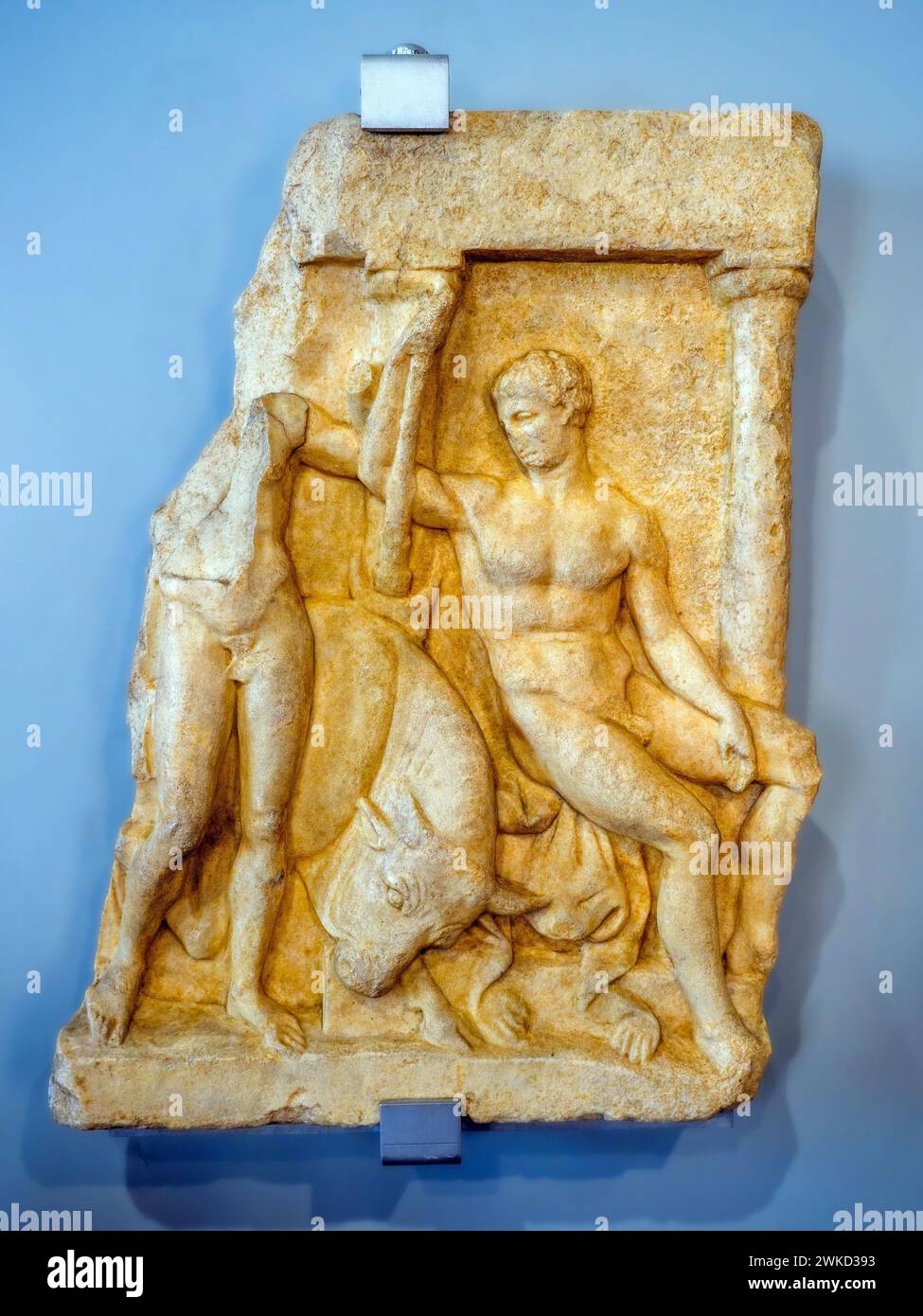 Votive relief with Heracles and Theseus - Attic original from the ...