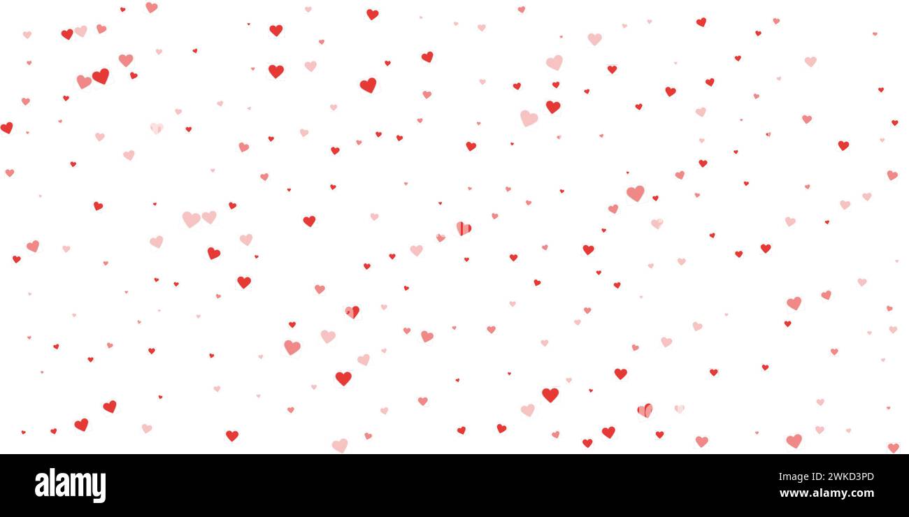 Heart confetti valentine overlay. Red hearts scattered on white ...
