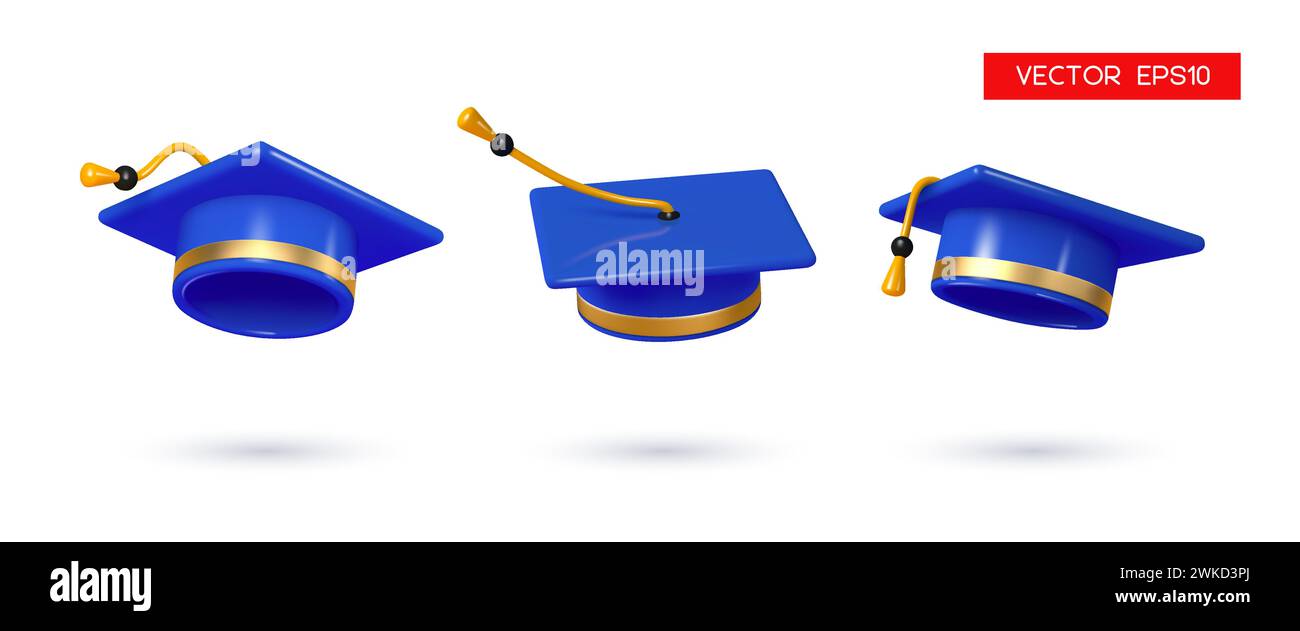 Graduation blue caps. Education, degree concept Stock Vector Image ...