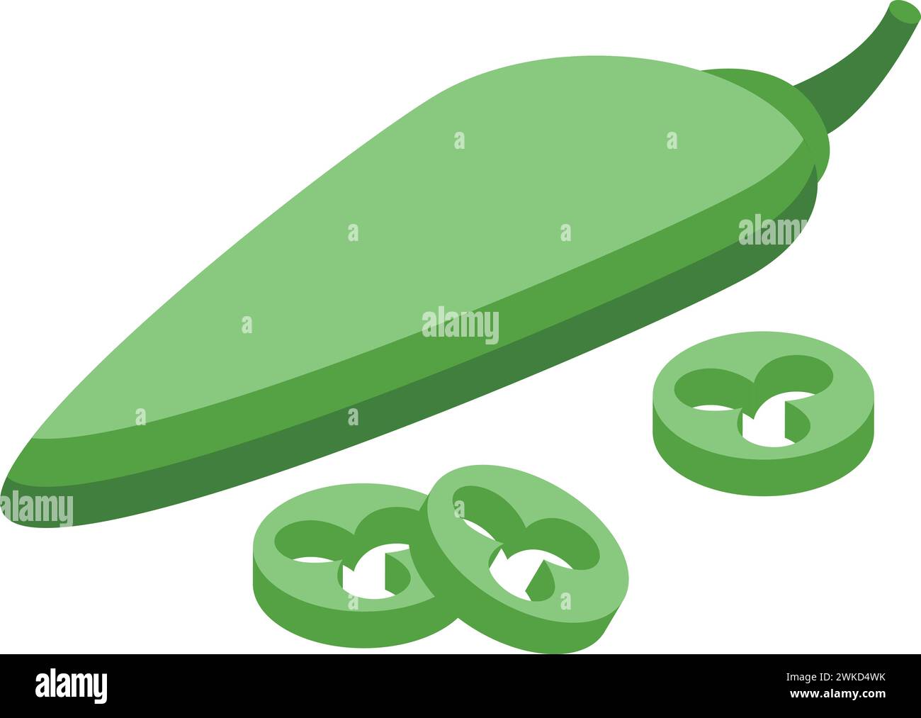 Green chili pepper icon isometric vector. Food snack. National baked ...