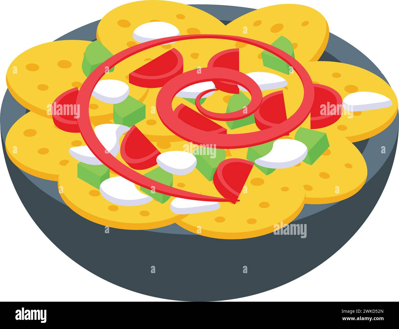 Mexican nachos icon isometric vector. Bowl food. Celebration baked taco ...