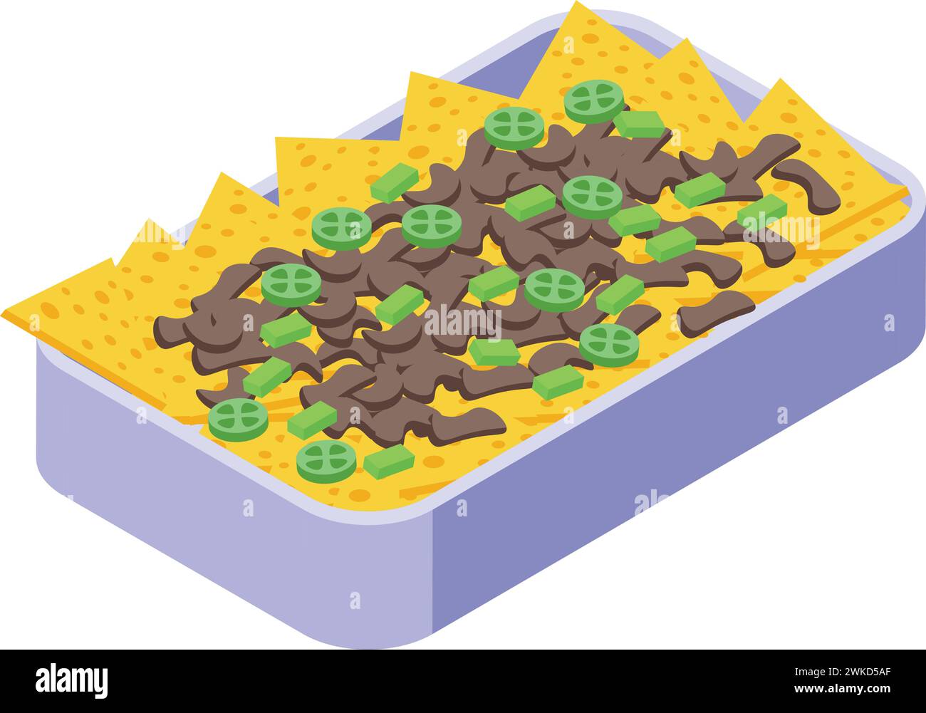 Chips pot icon isometric vector. Nachos mexican. Nacho taco corn Stock ...
