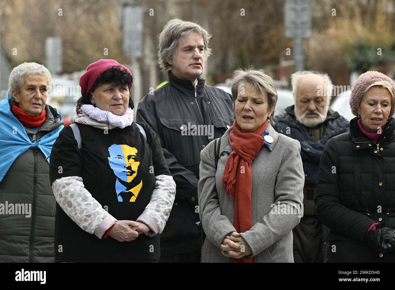 Prague, Czech Republic. 18th Feb, 2024. Hundred people gather in Prague ...