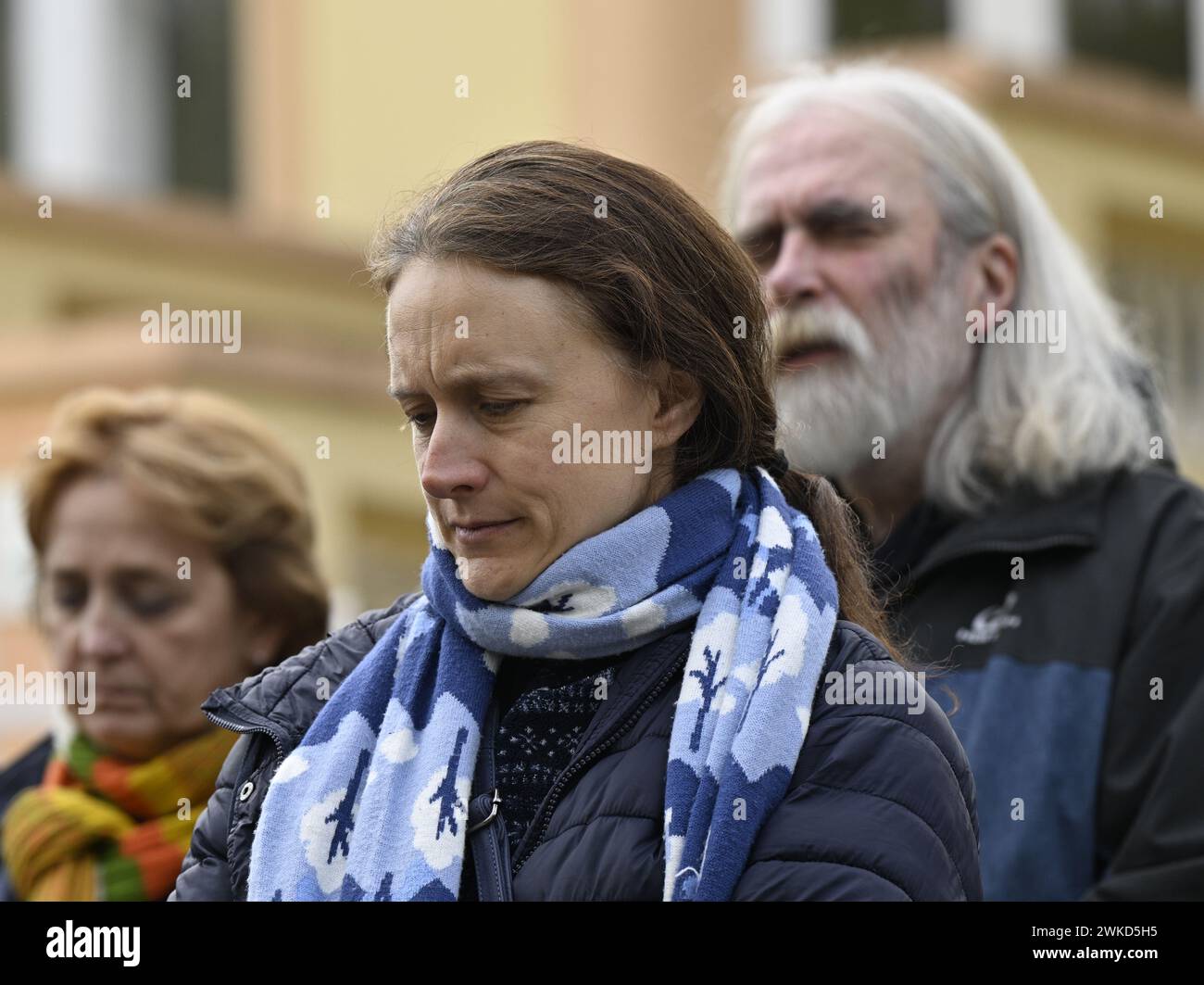 Prague, Czech Republic. 18th Feb, 2024. Hundred people gather in Prague ...