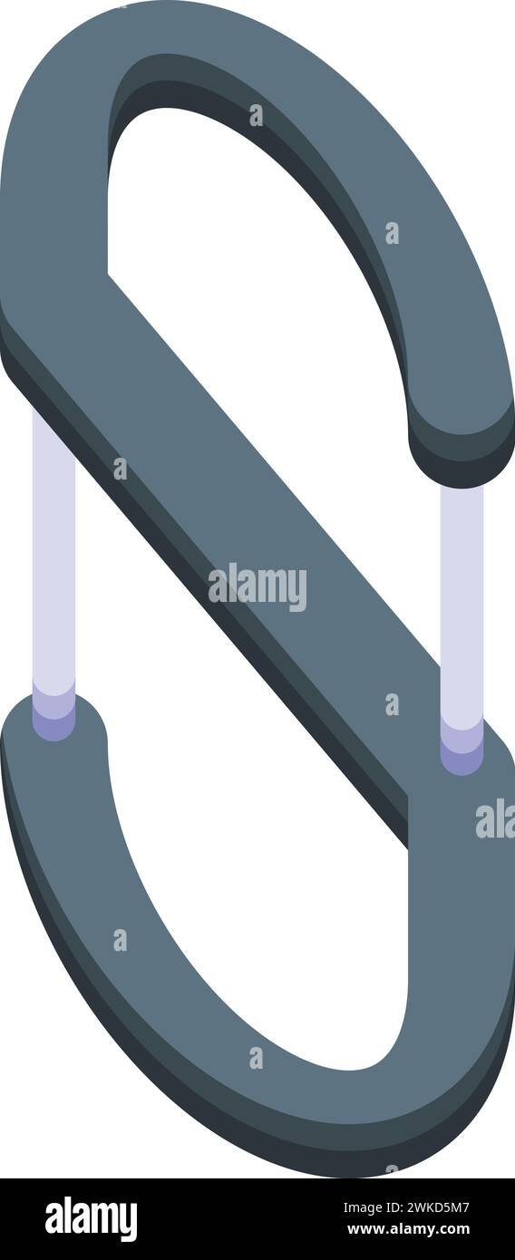 Black carbine clasp icon isometric vector. Snap silver. Security rope ...