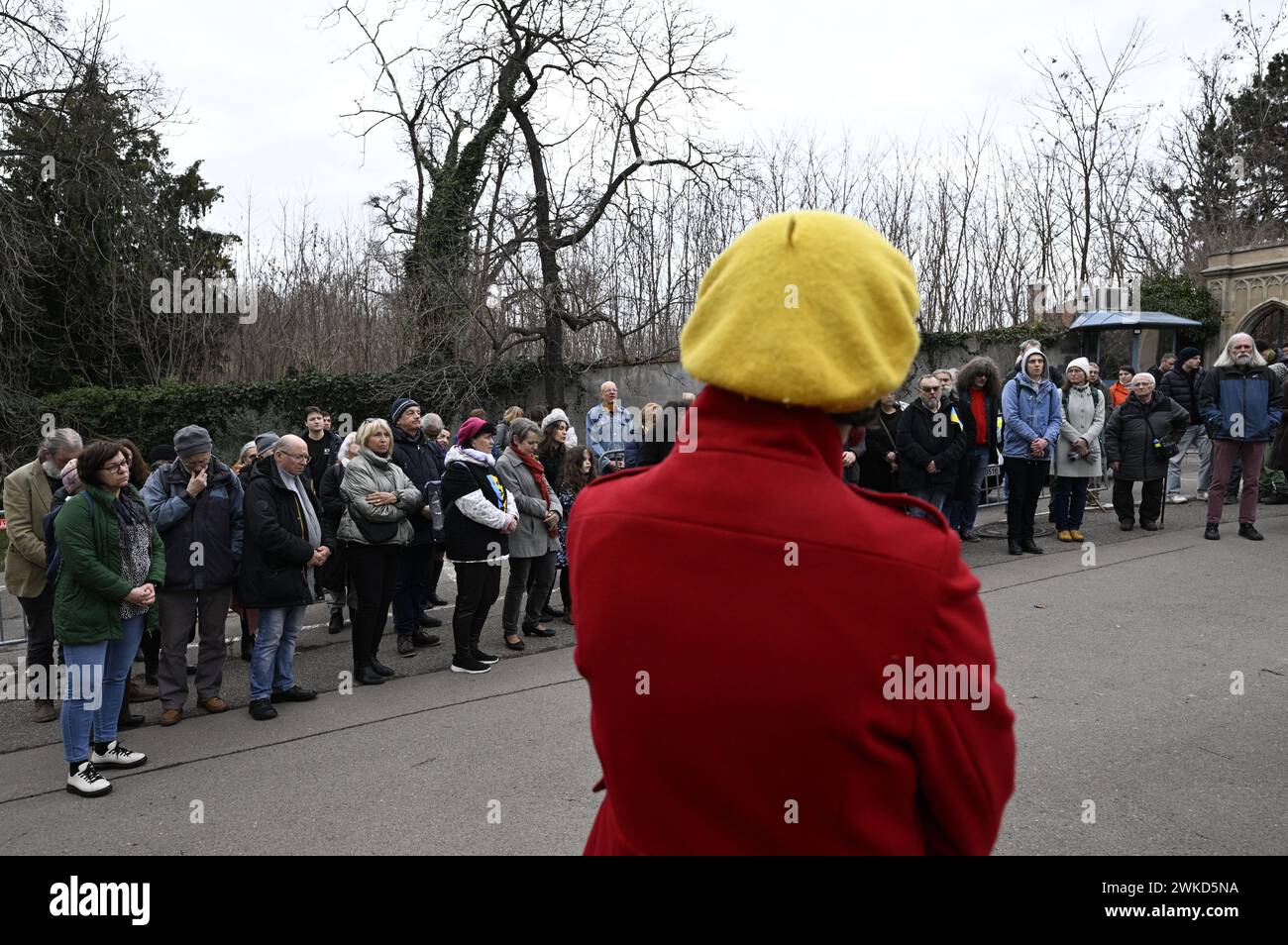 Prague, Czech Republic. 18th Feb, 2024. Hundred people gather in Prague ...