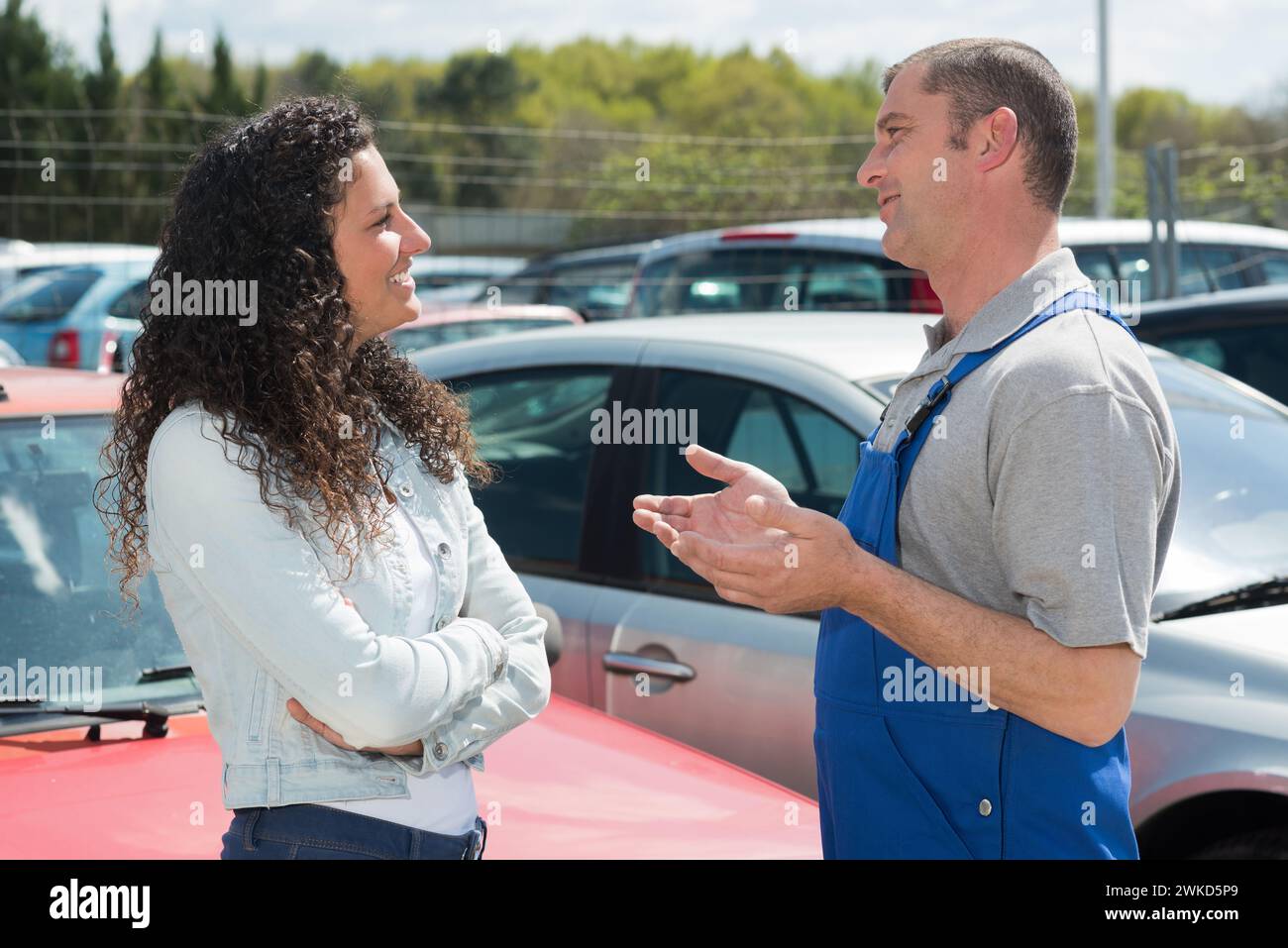 customer and mechanic at the garage Stock Photo - Alamy