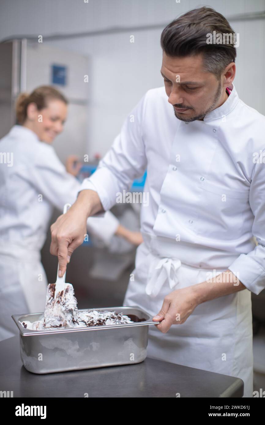 man making natural ice cream Stock Photo - Alamy