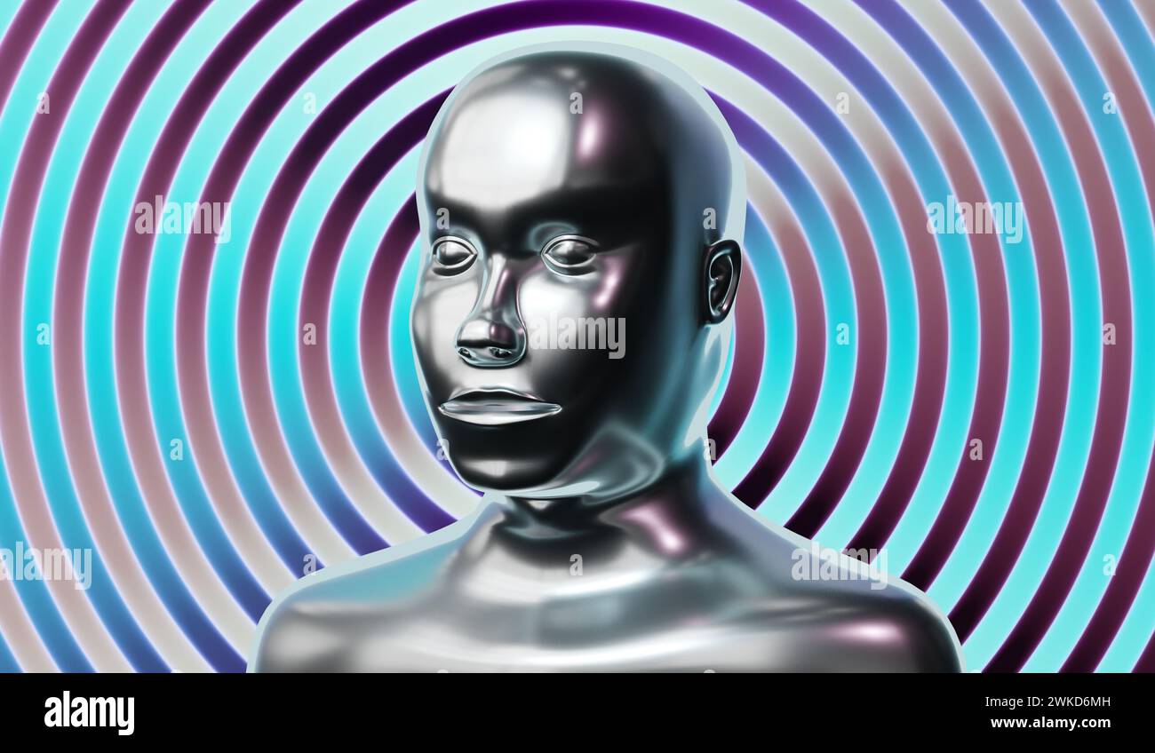 Metallic head shape - 3D illustration Stock Photo - Alamy