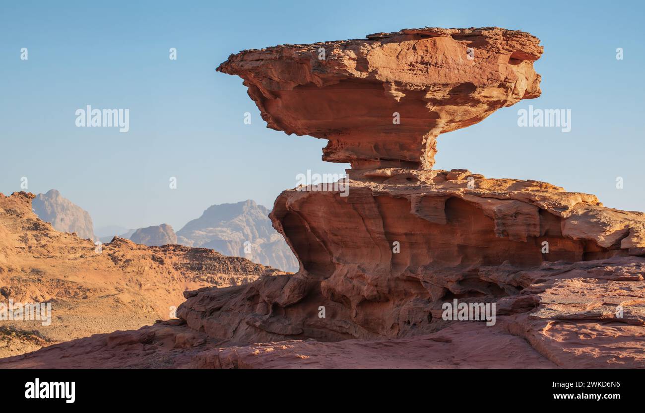 Famous "mushroom" rock in Wadi Rum desert, Jordan Stock Photo - Alamy