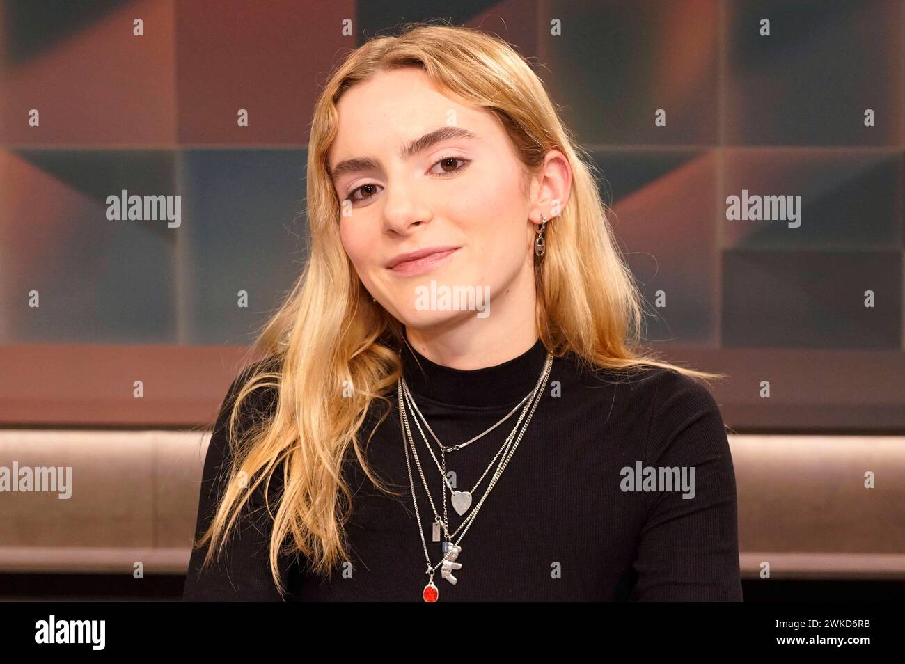 Mia Guethe in der ARD-Talkshow hart aber fair im Studio Adlershof. Berlin, 19.02.2024 *** Mia ...
