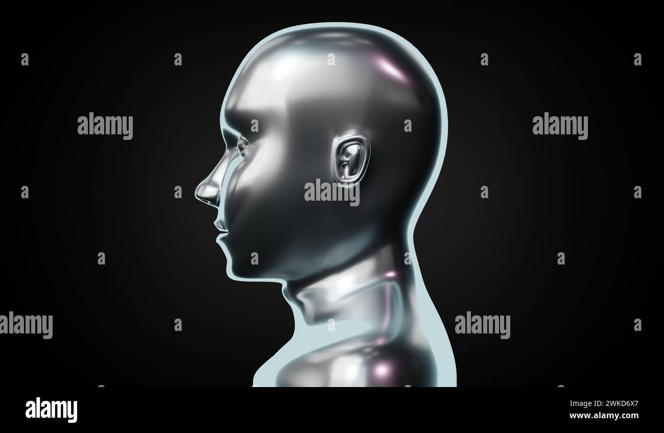 Metallic head shape - 3D illustration Stock Photo - Alamy