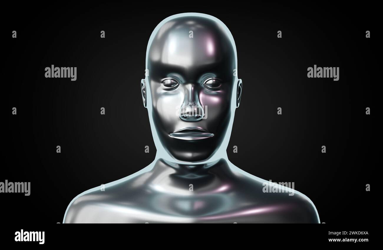 Metallic head shape - 3D illustration Stock Photo - Alamy