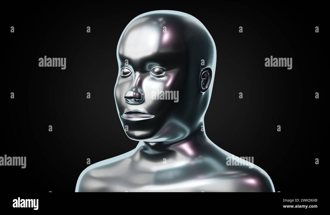 Metallic head shape - 3D illustration Stock Photo - Alamy