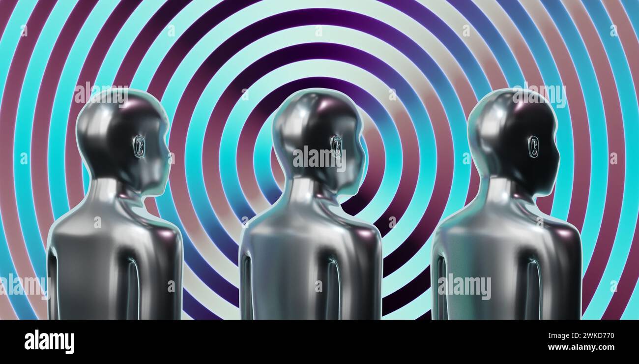 Three metallic head shapes - 3D illustration Stock Photo - Alamy