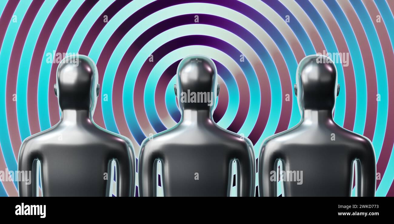 Three metallic head shapes - 3D illustration Stock Photo - Alamy