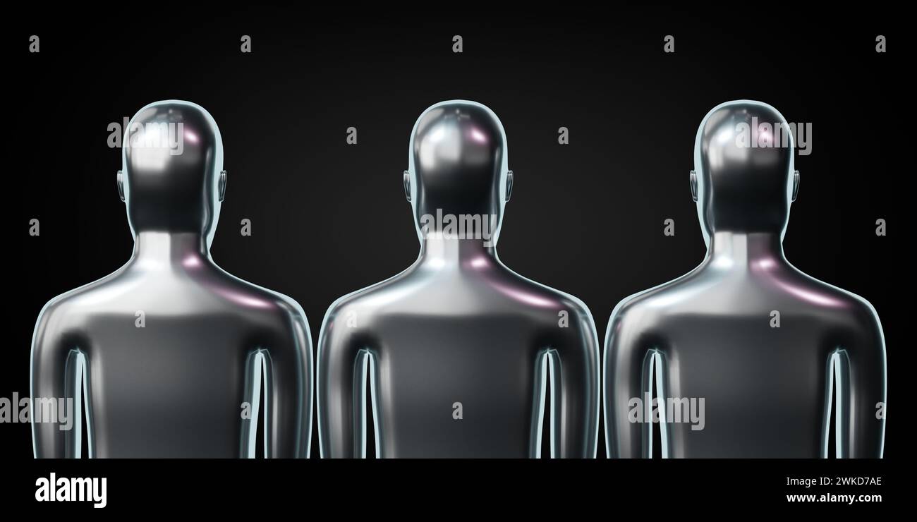 Three metallic head shapes - 3D illustration Stock Photo - Alamy