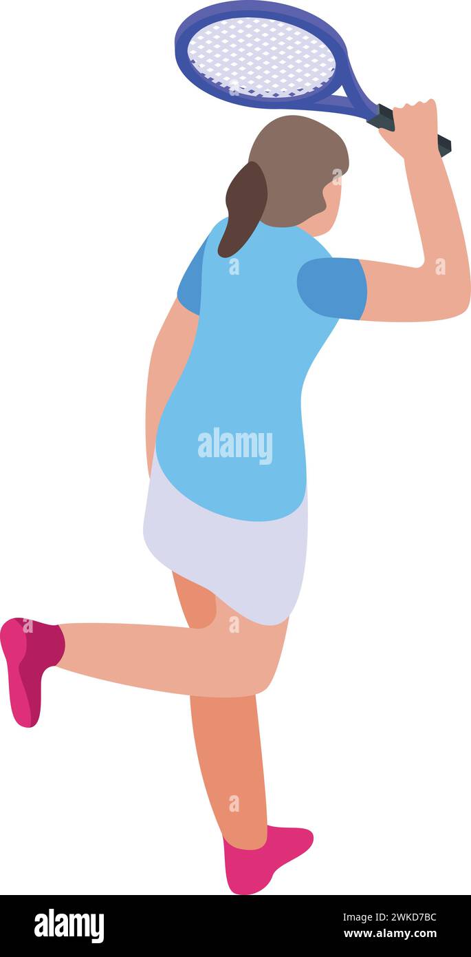 Running player icon isometric vector. Sport tennis. Big play female ...