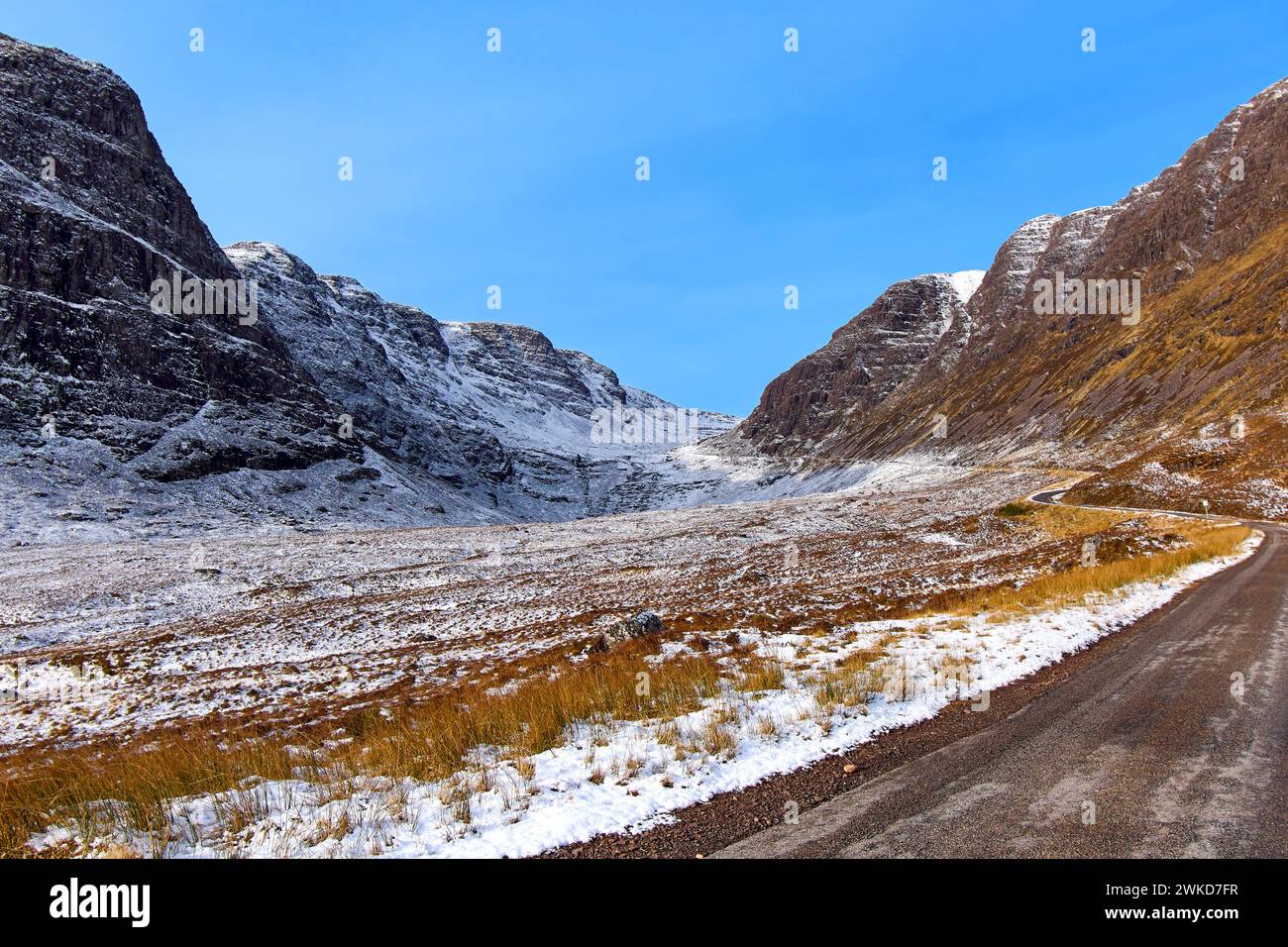Applecross peninsular Scotland Bealach na Bà the long road in winter ...