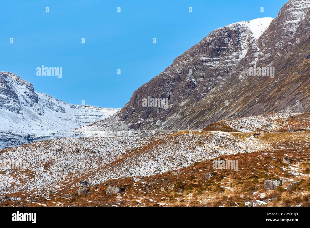 Applecross peninsular Scotland Bealach na Bà the road running below the ...