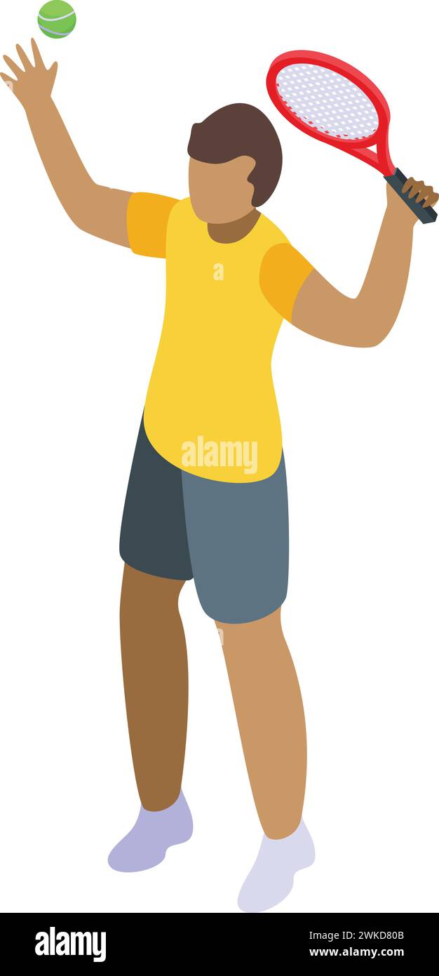 Happy tennis player icon isometric vector. Athlete court. Game racket ...