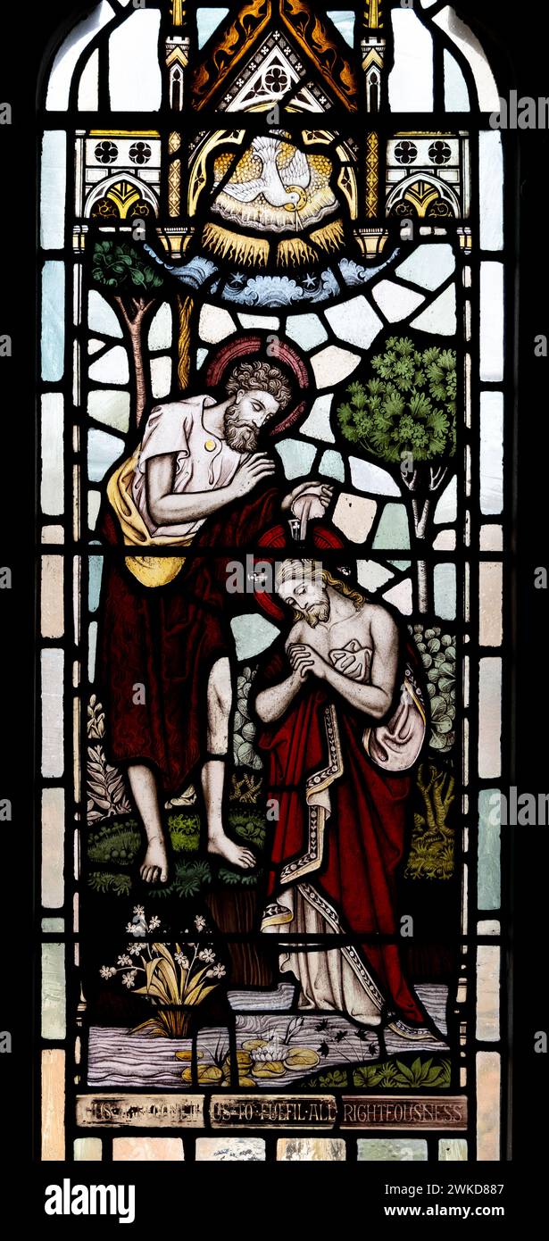 Baptism of Christ stained glass, St. Augustine`s Church, Edgbaston ...