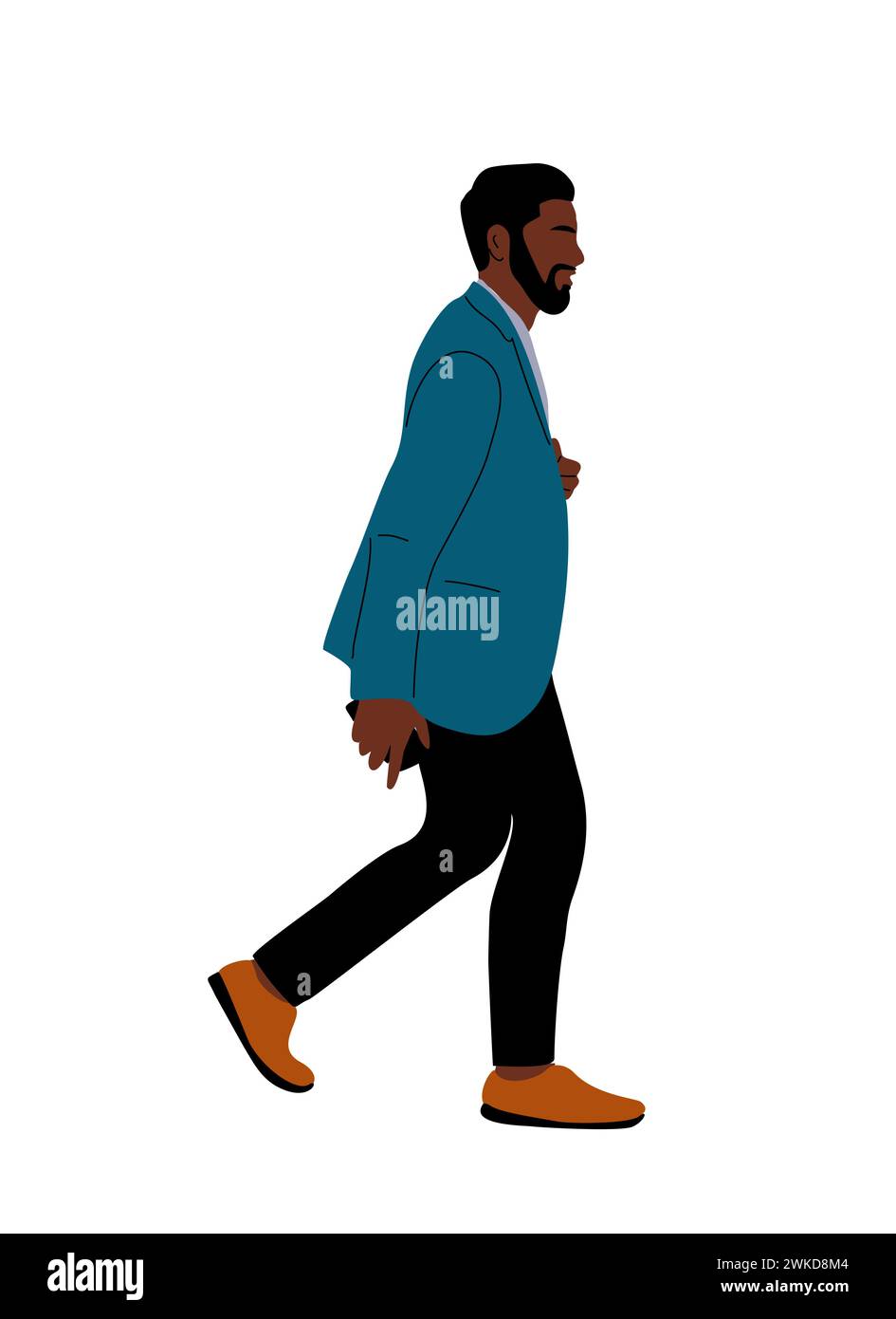 Black Man walking side view vector isolated Stock Vector Image & Art ...