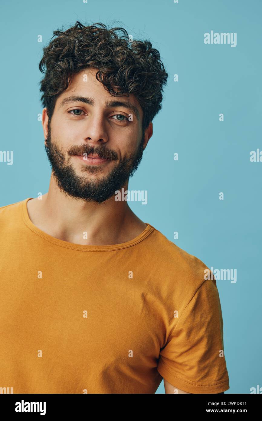 Young man person isolated cool white face confident background portrait ...