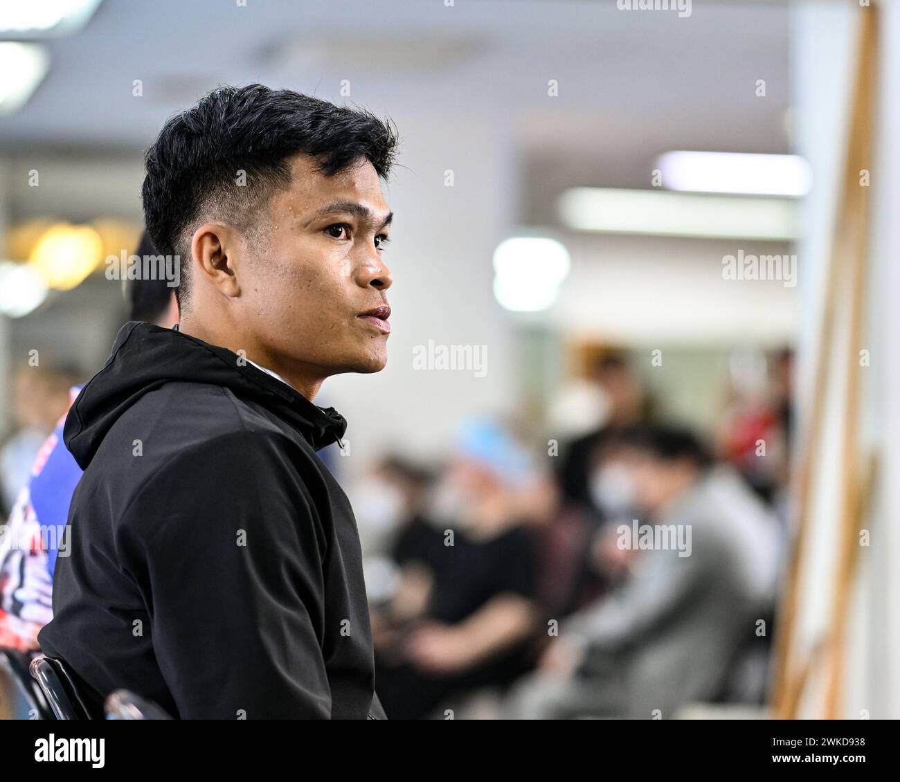 Tokyo, Japan. 20 Feb, 2024. Jerwin Ancajas of the Philippines during a public workout in Tokyo ...